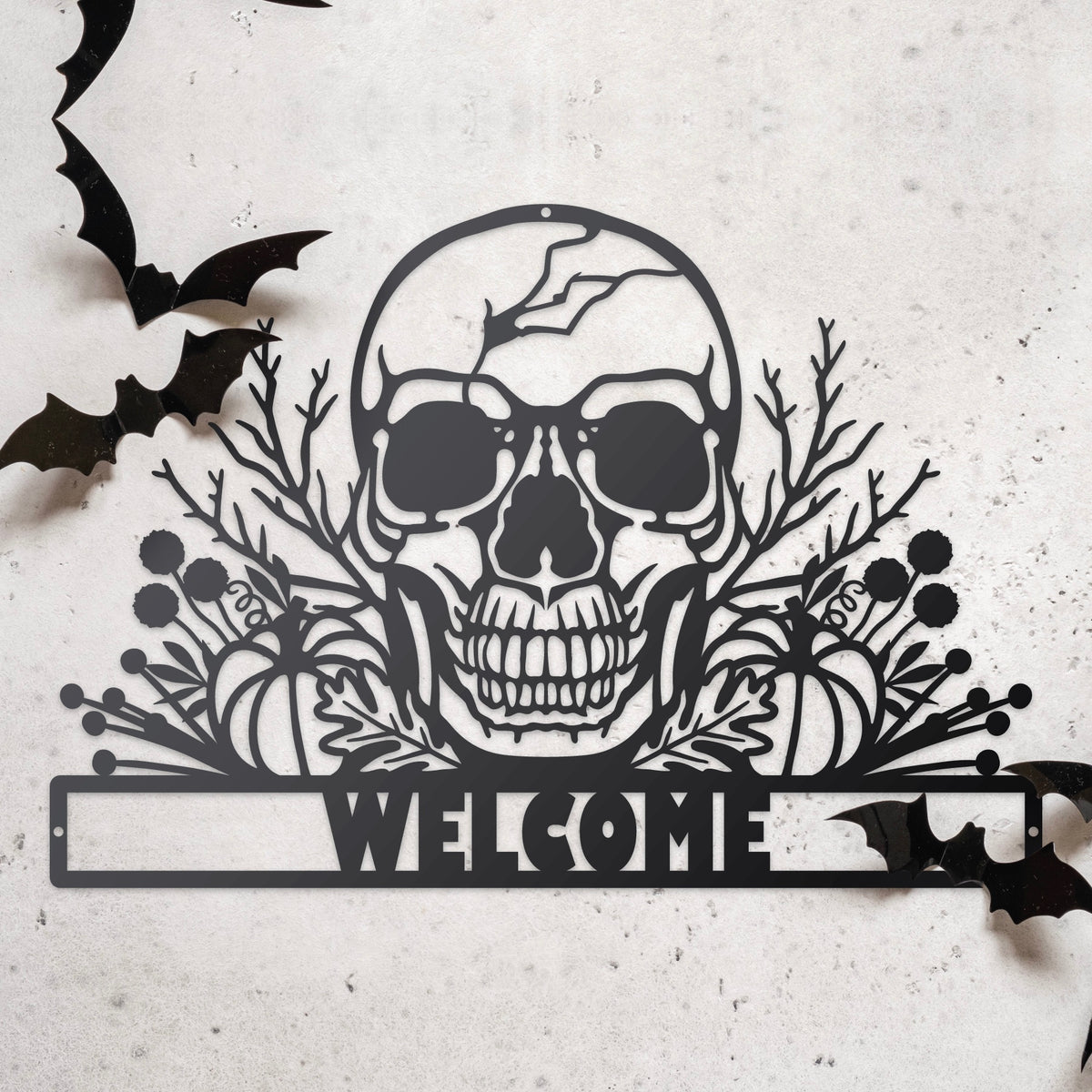 Halloween Autumn Skull Sign – Round Lake Decor