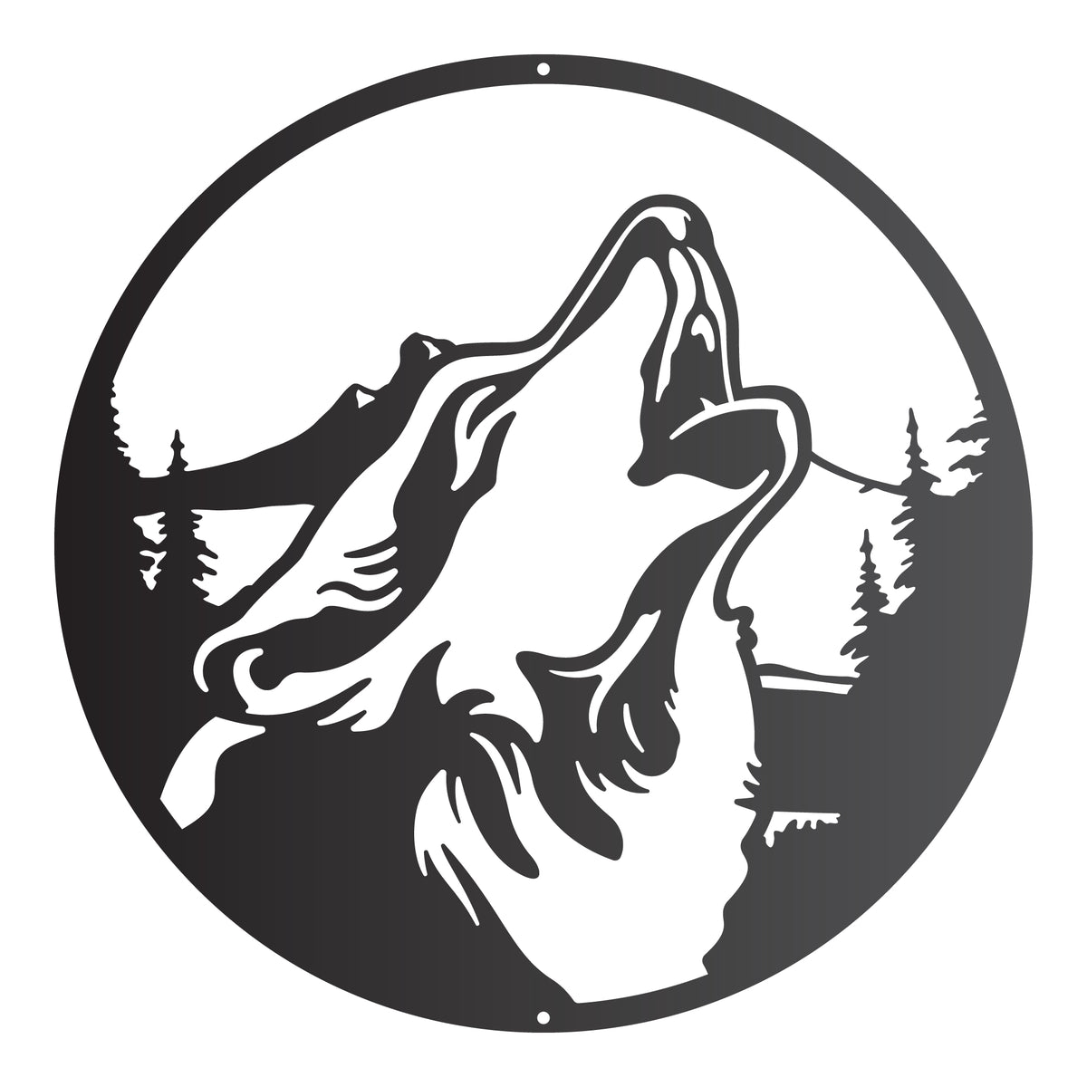 Howling Wolf Wall Art | Metal Wall Decor | Round Lake Decor